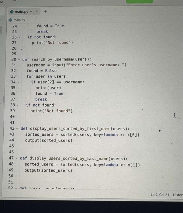 Solved Objective: Develop an admin tool for username and | Chegg.com
