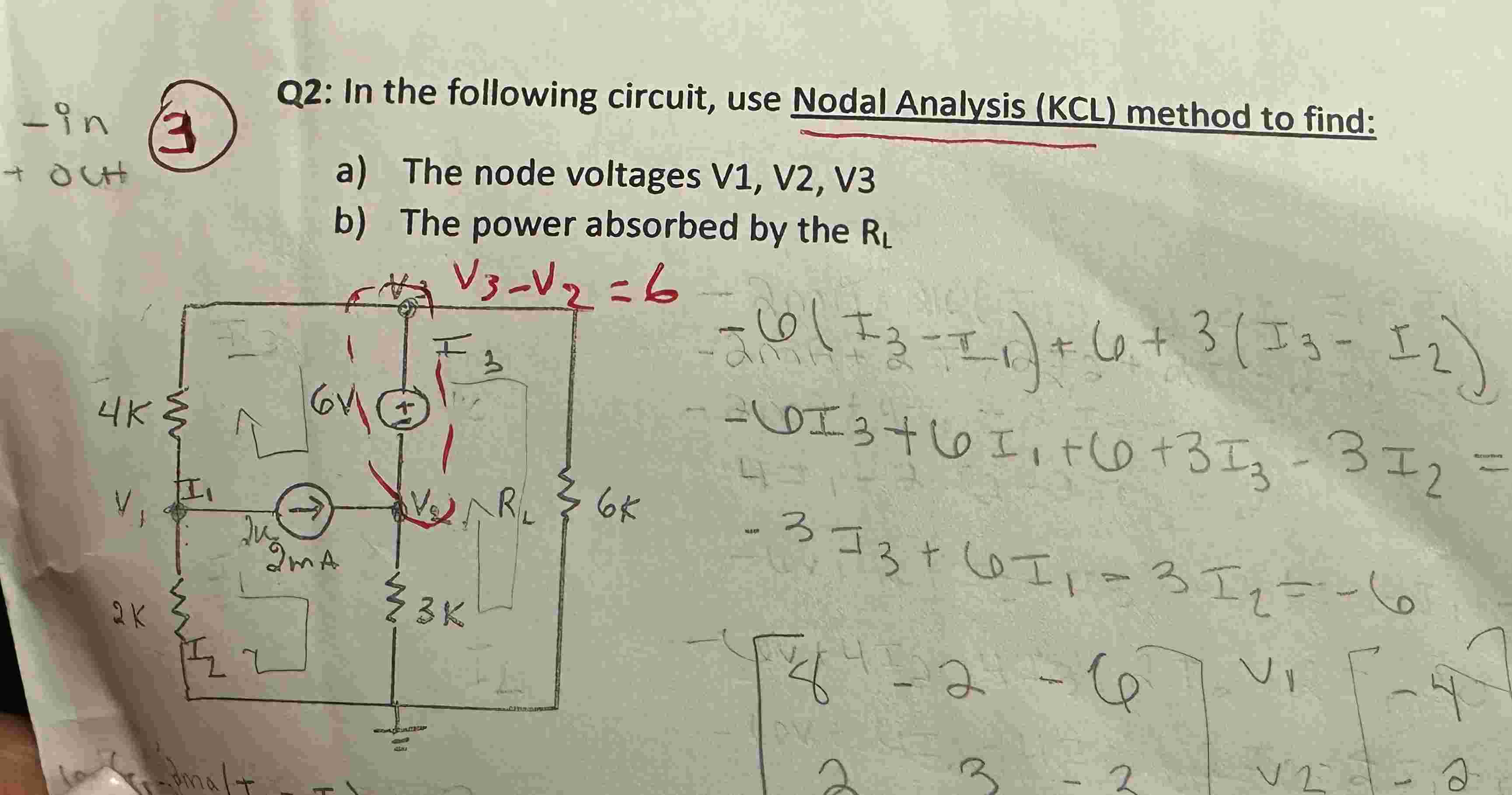 Solved Q2: In the following circuit, use Nodal Analysis | Chegg.com