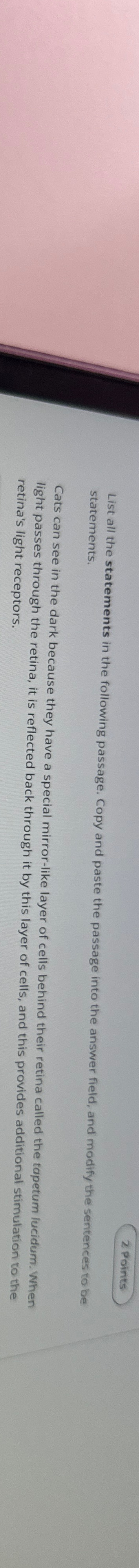 Solved List all the statements in the following passage. | Chegg.com