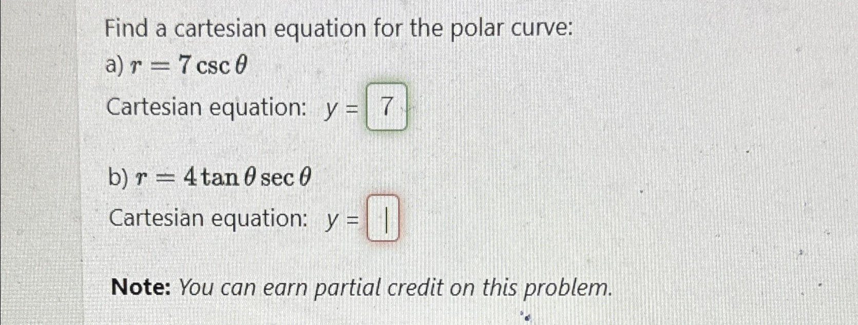 Solved Find a cartesian equation for the polar | Chegg.com