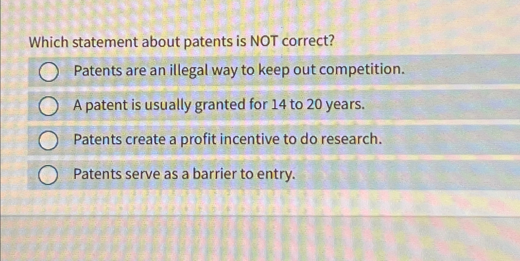 Solved Which statement about patents is NOT correct?Patents | Chegg.com