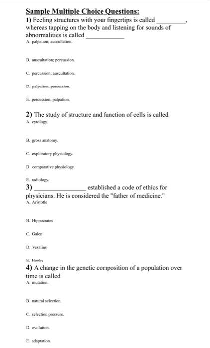 Solved Sample Multiple Choice Questions: 1) Feeling | Chegg.com