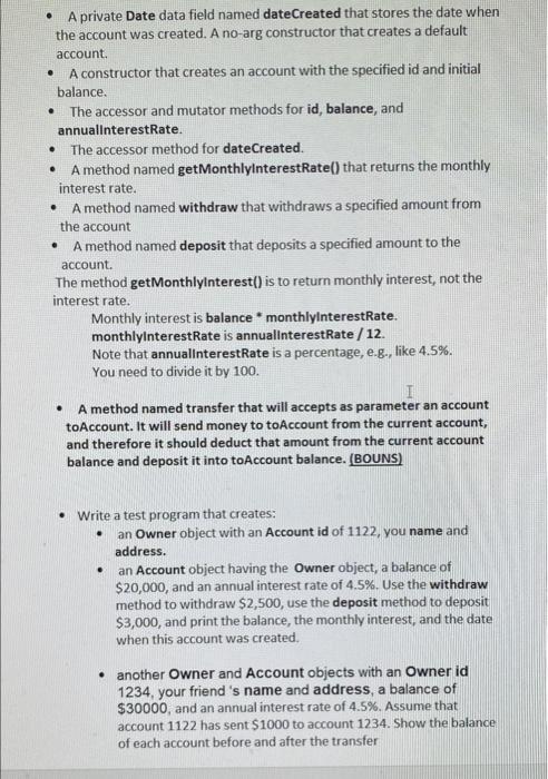 Solved • A Private Int Data Field Named Id For The Account 