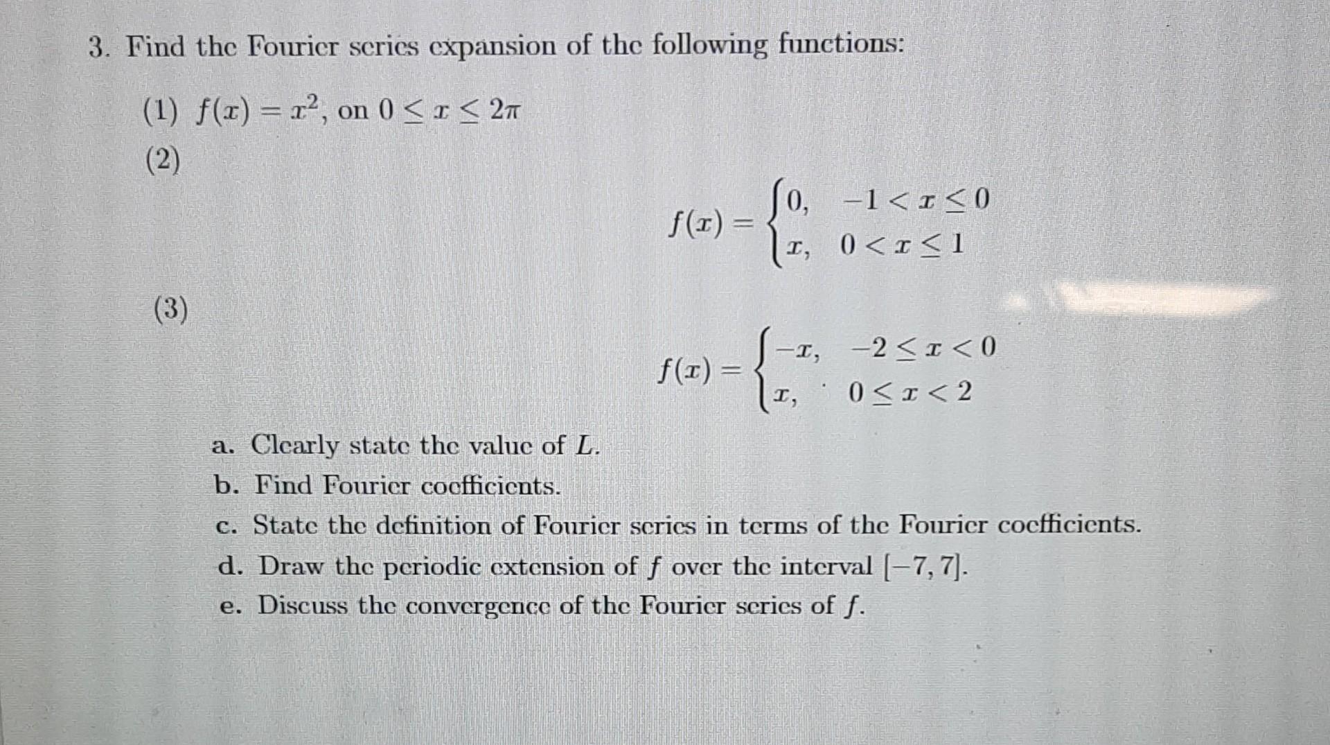 Solved Find the Fourier series expansion of the following | Chegg.com