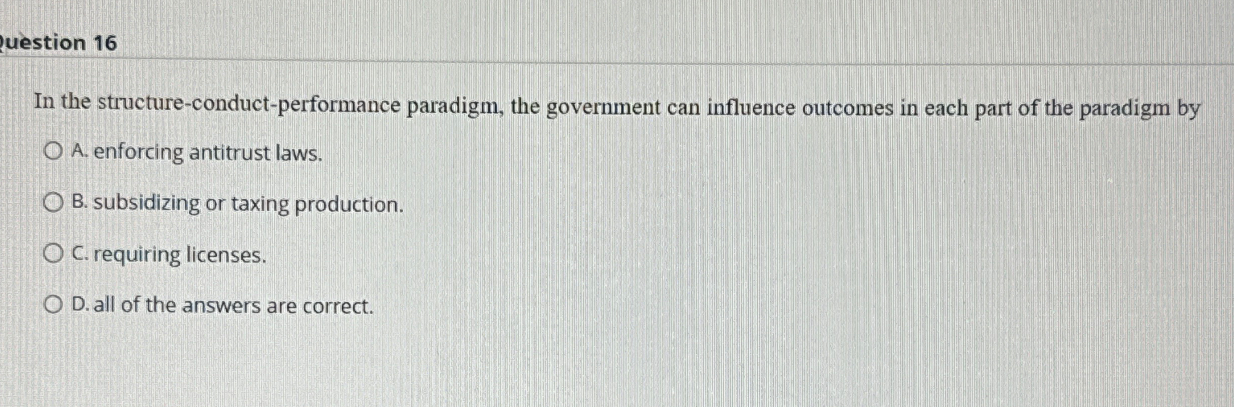 Solved Uestion 16in The Structure Conduct Performance