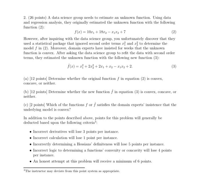 Solved 2. (26 points) A data science group needs to estimate | Chegg.com