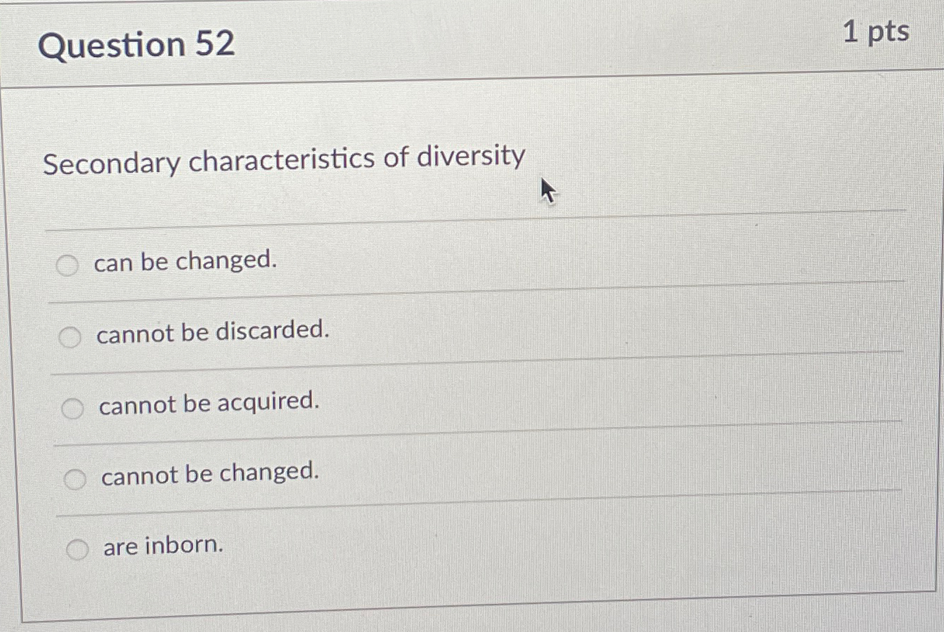 Solved Question 521 ﻿ptsSecondary characteristics of | Chegg.com