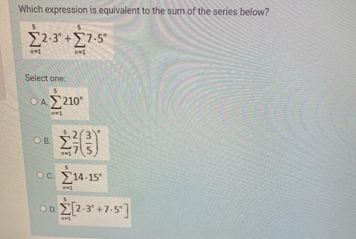 Solved Which expression is equivalent to the sum of the | Chegg.com