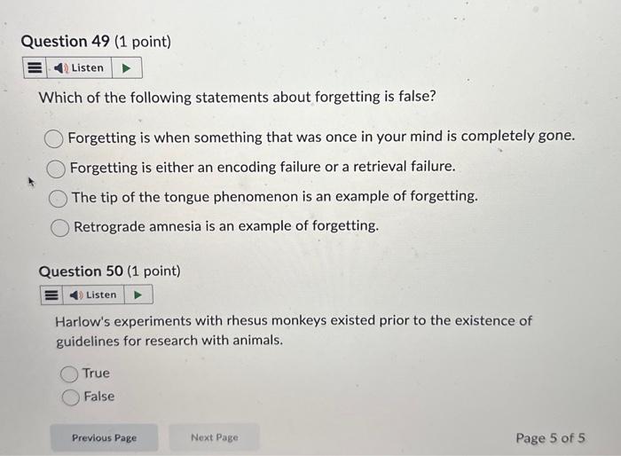 Solved Which of the following statements about forgetting is | Chegg.com