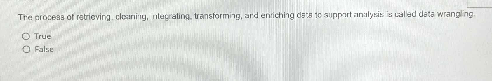 Solved The process of retrieving, cleaning, integrating, | Chegg.com