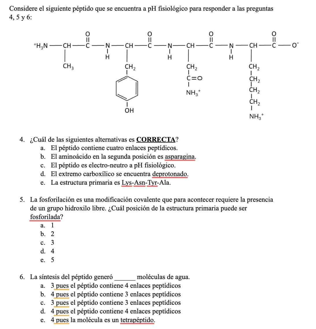 Solved Considere el siguiente péptido que se encuentra a pH | Chegg.com