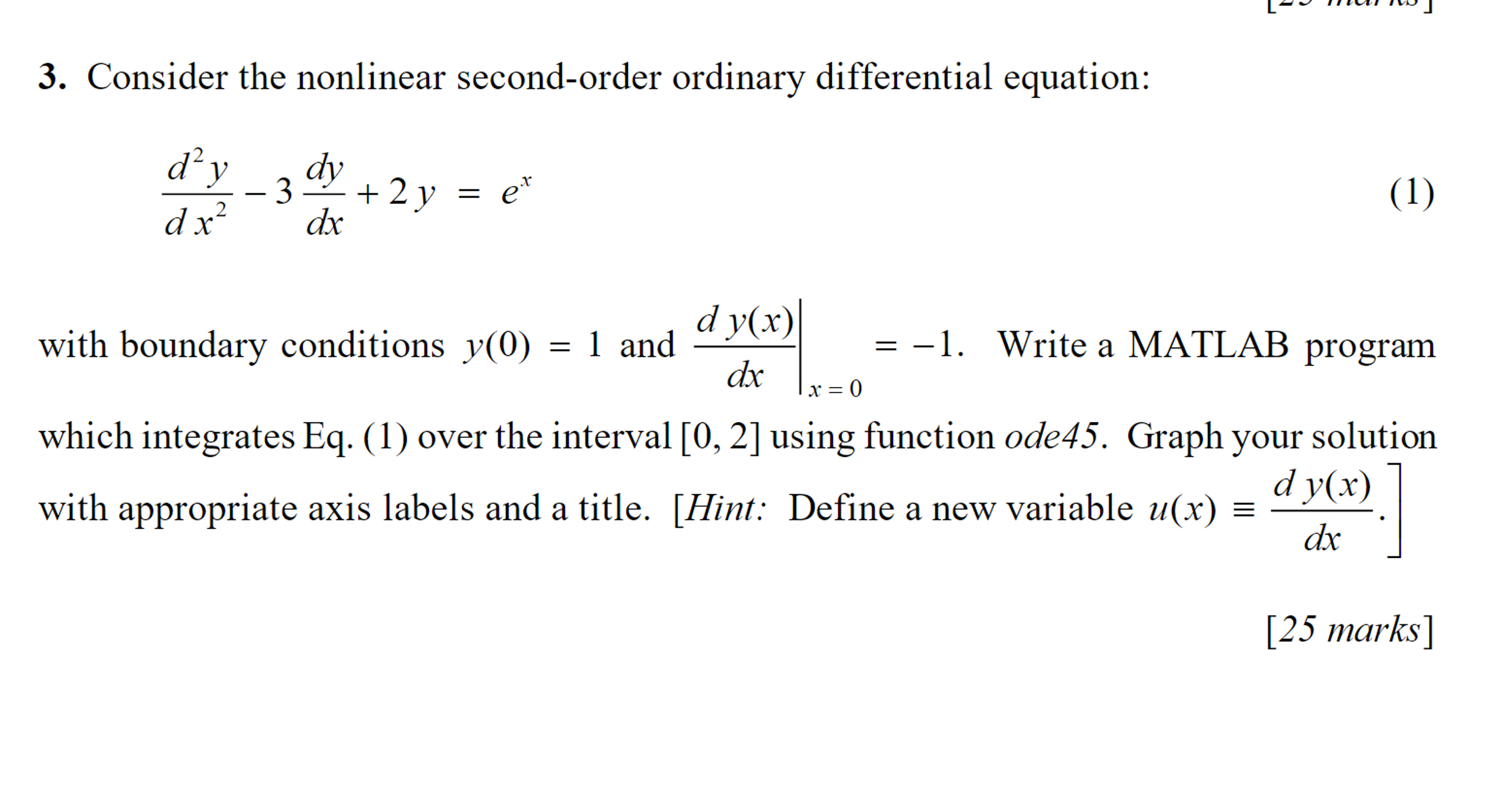 Solved Consider The Nonlinear Second Order Ordinary