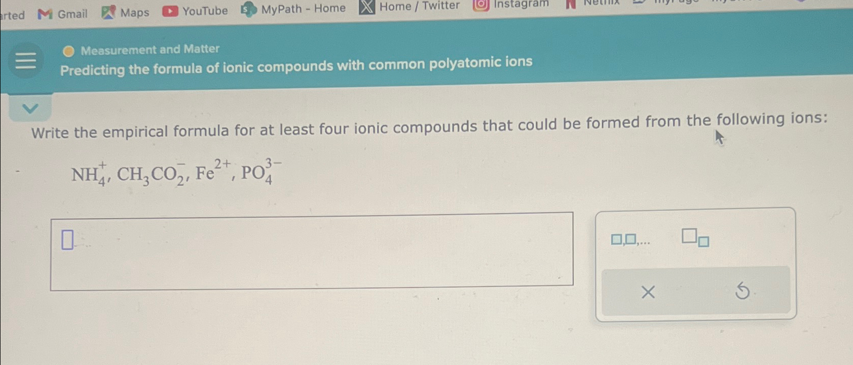 Solved Measurement and MatterPredicting the formula of ionic | Chegg.com