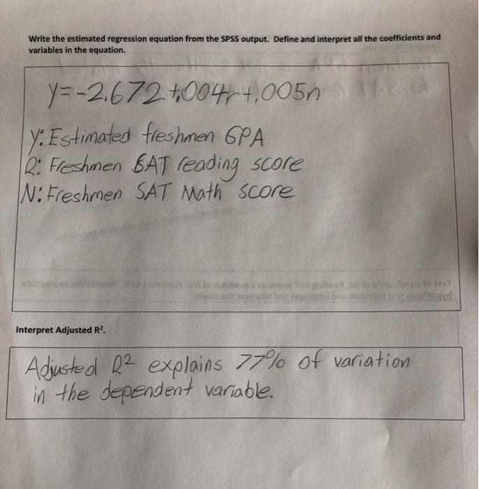 Solved Linear Regression The Scholastic Aptitude Test (SAT) | Chegg.com