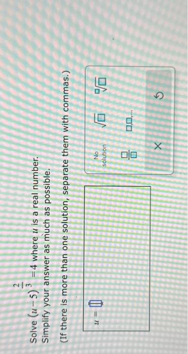 Solved Solve (u−5)32=4 where u is a real number. Simplify | Chegg.com
