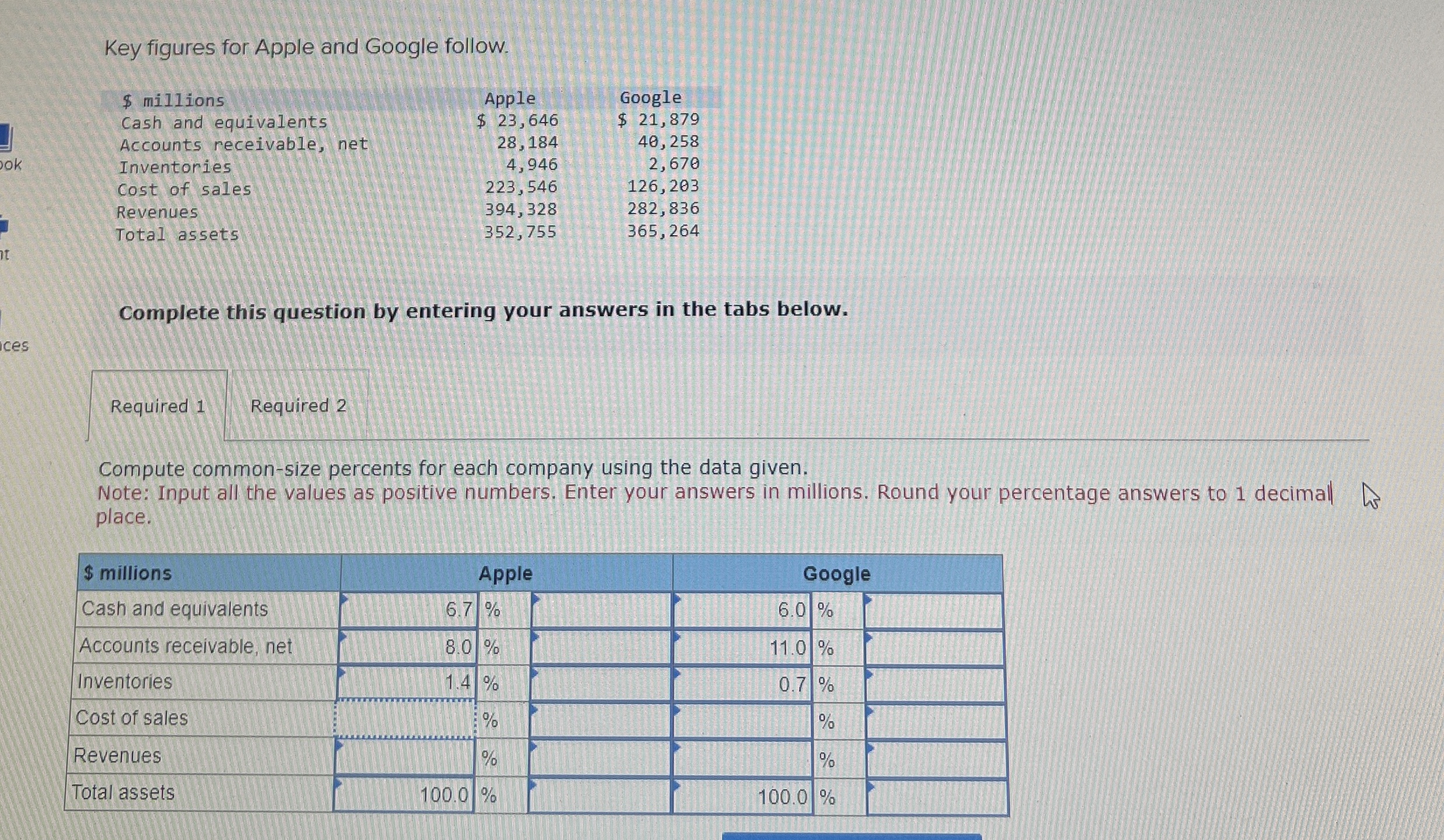 Solved by an EXPERT Key figures for Apple and Google follow.\table[[$ | Chegg.com