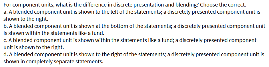Solved For component units, what is the difference in | Chegg.com