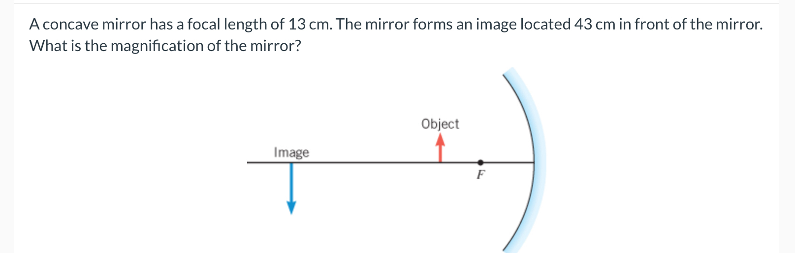 Solved A concave mirror has a focal length of 13cm. ﻿The | Chegg.com