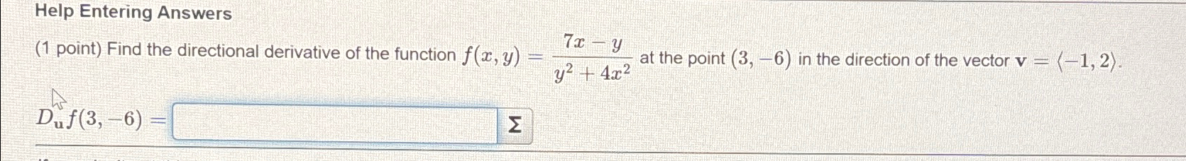 Solved Help Entering Answers(1 ﻿point) ﻿Find the directional | Chegg.com