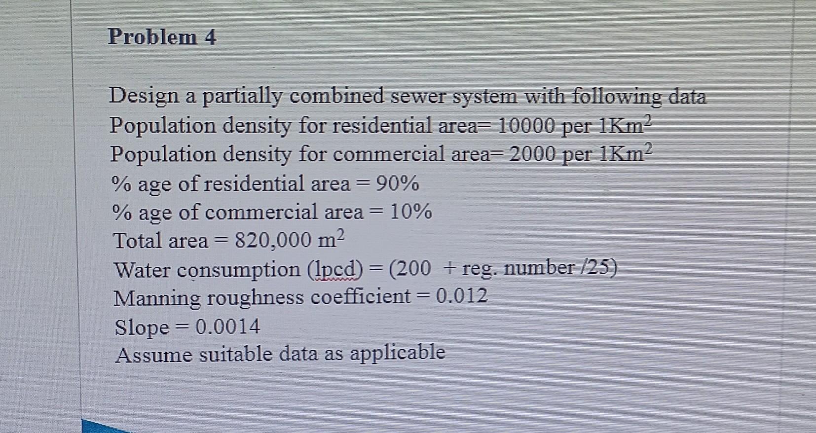 Solved Design a partially combined sewer system with | Chegg.com
