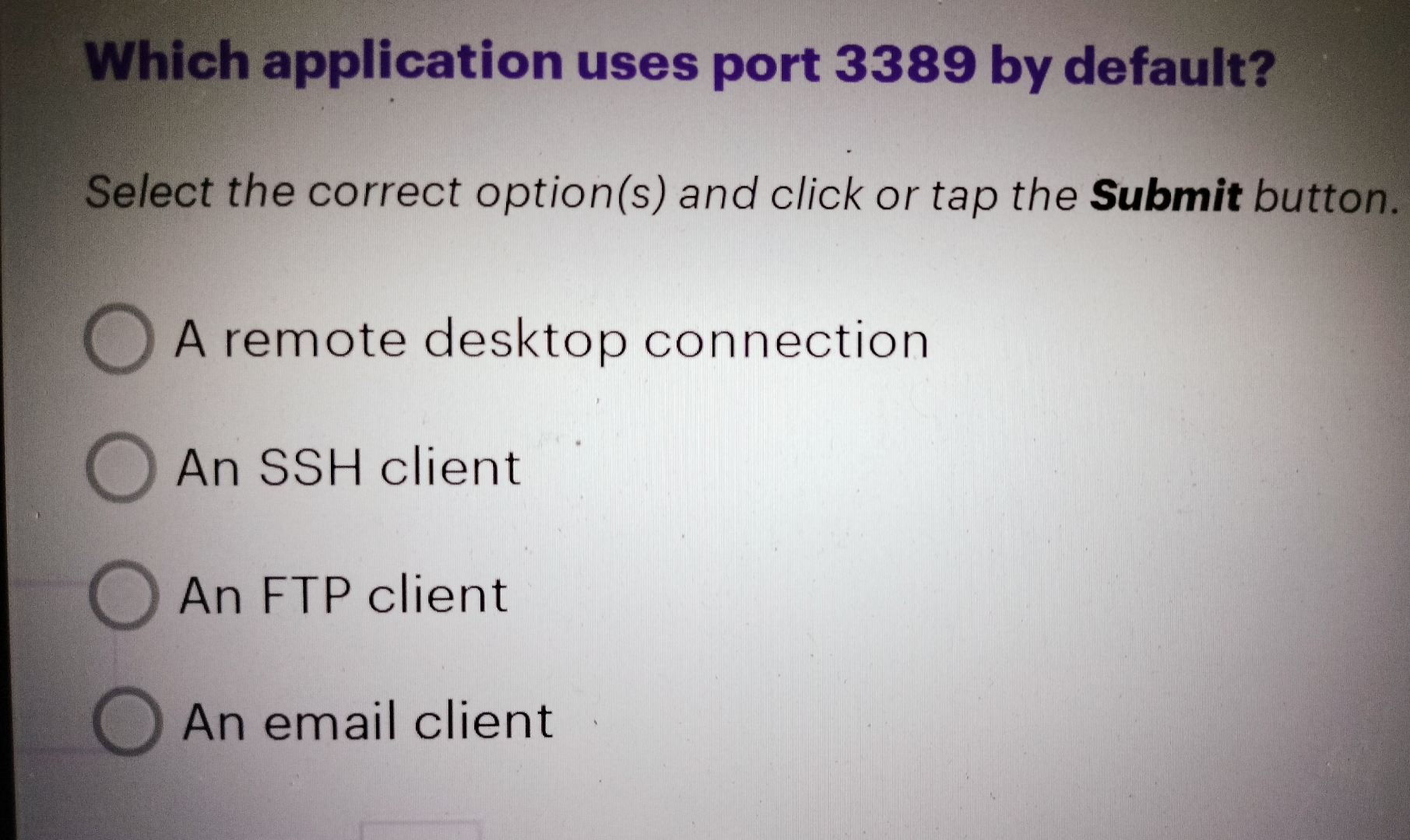 Solved Which application uses port 3389 ﻿by default?Select | Chegg.com