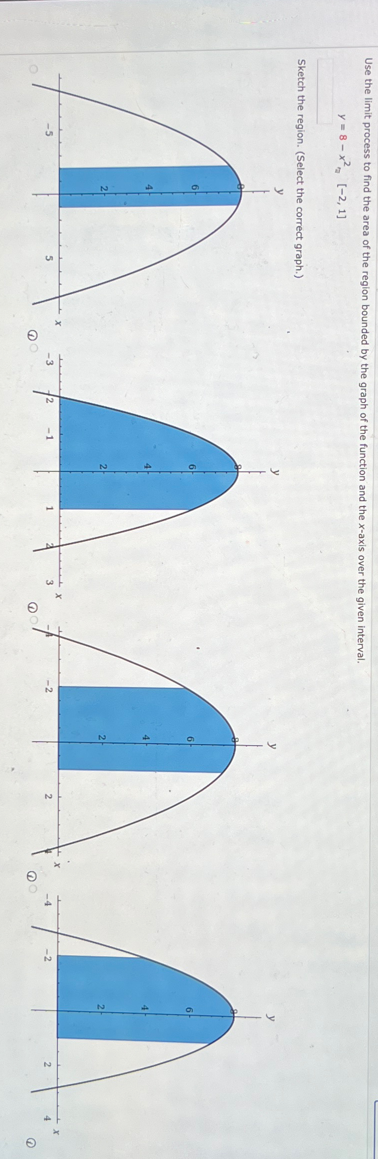 Solved Use the limit process to find the area of the region | Chegg.com