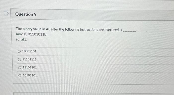 Solved The sum of the two binary numbers 01101101 and | Chegg.com