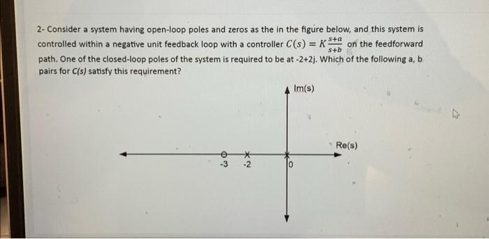 Solved 2- Consider a system having open-loop poles and zeros | Chegg.com
