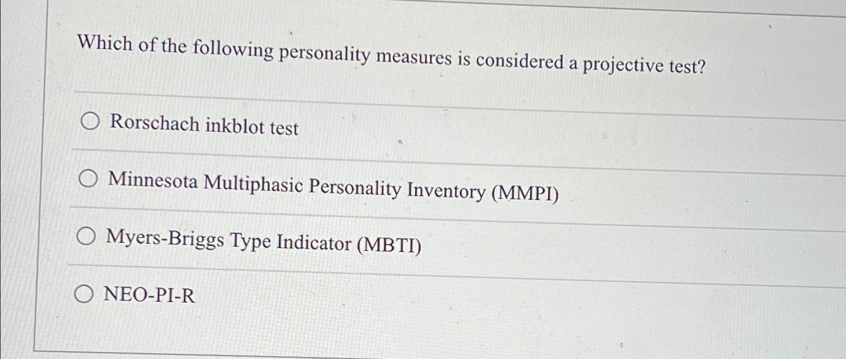 Solved Which of the following personality measures is | Chegg.com