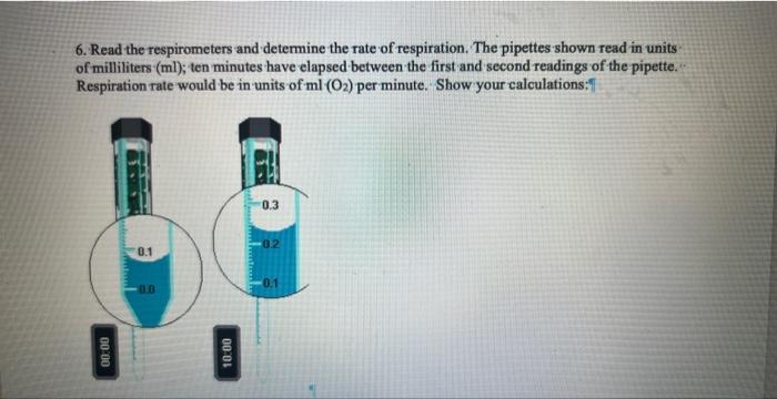 Solved 6. Read the respirometers and determine the rate of | Chegg.com