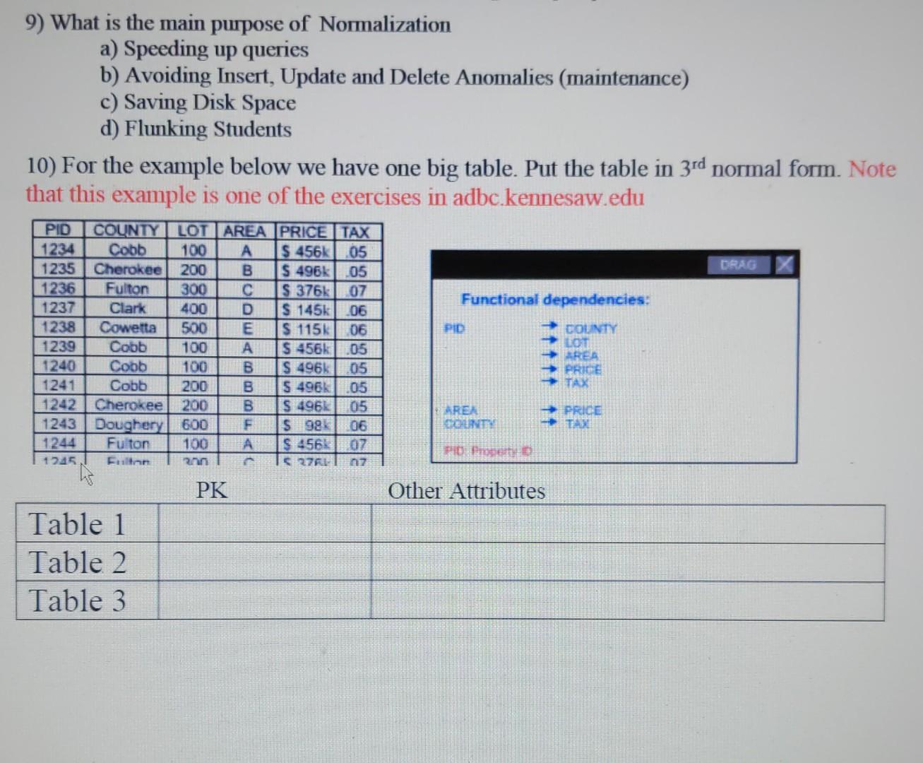 Solved 9) What is the main purpose of Normalization a) | Chegg.com