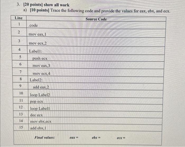 Solved 3. [20 points ] show all workb) [10 points] Consider | Chegg.com