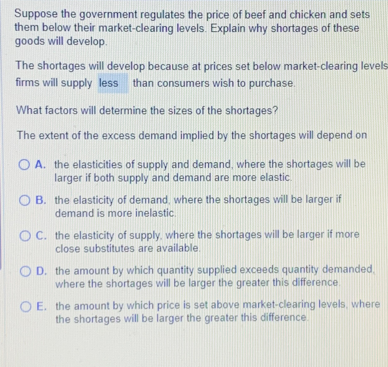 Solved Suppose the government regulates the price of beef | Chegg.com