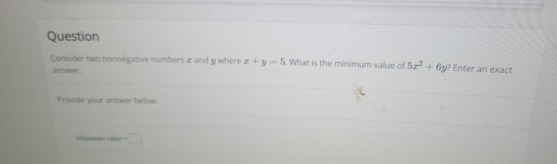 Solved Question Consider two nonnegative numbers and y where | Chegg.com