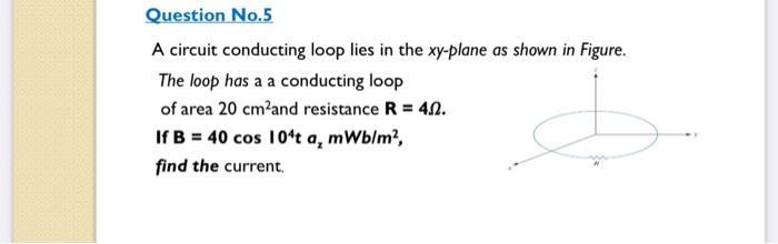 Solved Question No.5 A circuit conducting loop lies in the | Chegg.com