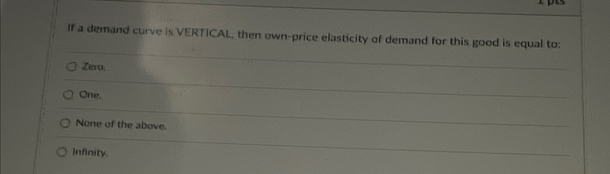 Solved If a demand curve is VERTICAL, then own-price | Chegg.com