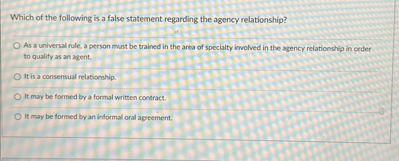 Solved Which of the following is a false statement regarding | Chegg.com