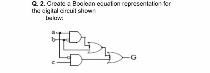 Solved Q. 2. Create a Boolean equation representation for | Chegg.com