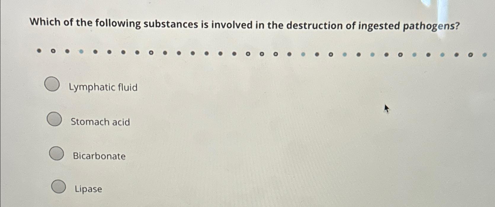 Which of the following substances is involved in the | Chegg.com