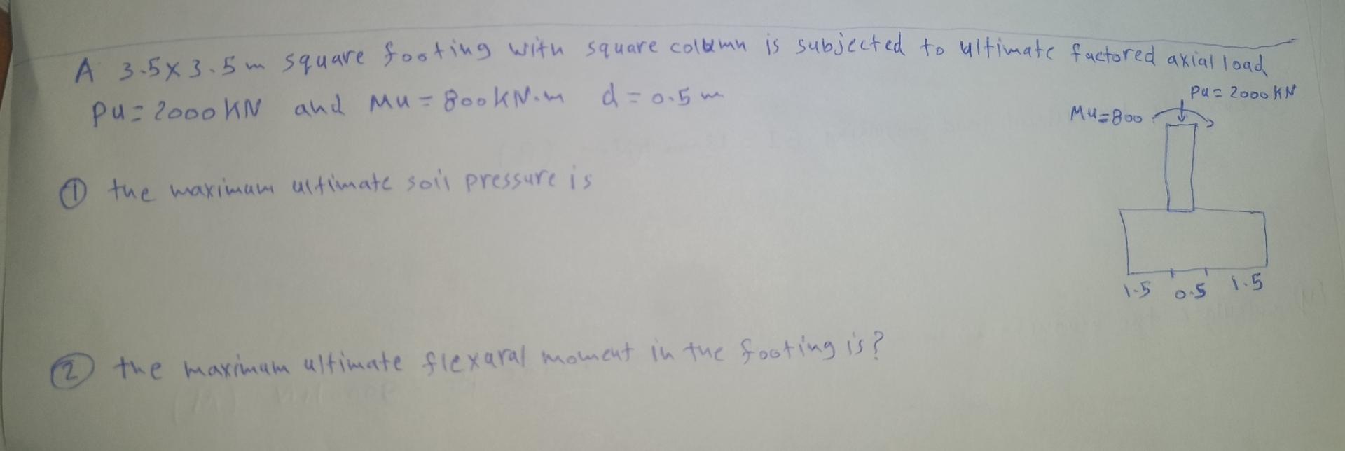 A 3.5×3.5m ﻿square footing with square column is | Chegg.com