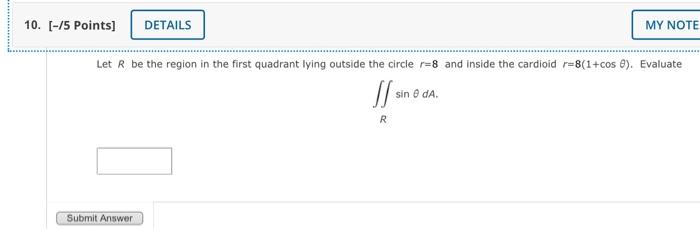 Solved the circle r=8 and inside the cardioid r=8(1+cosθ) | Chegg.com