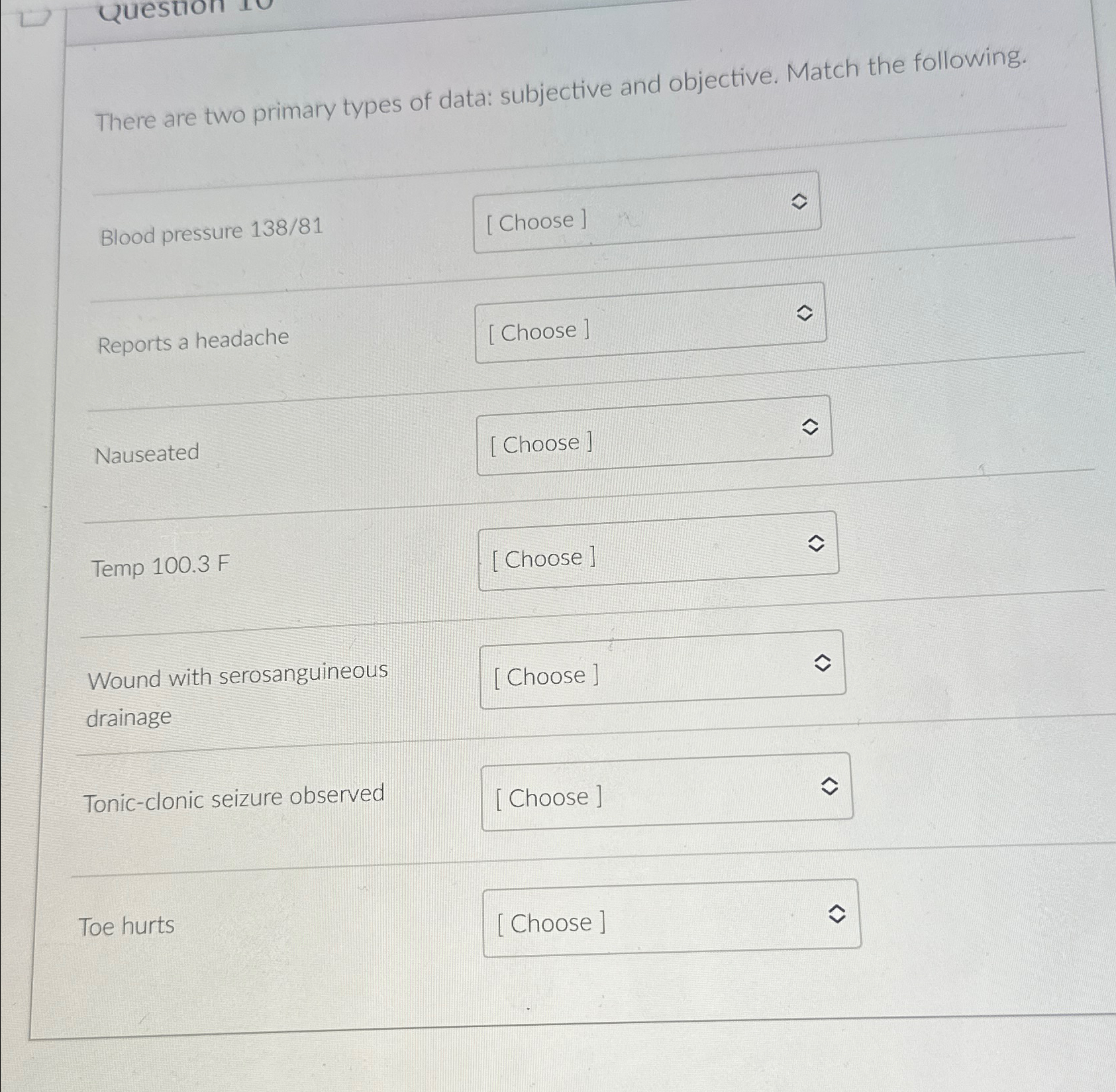 Solved There are two primary types of data: subjective and | Chegg.com