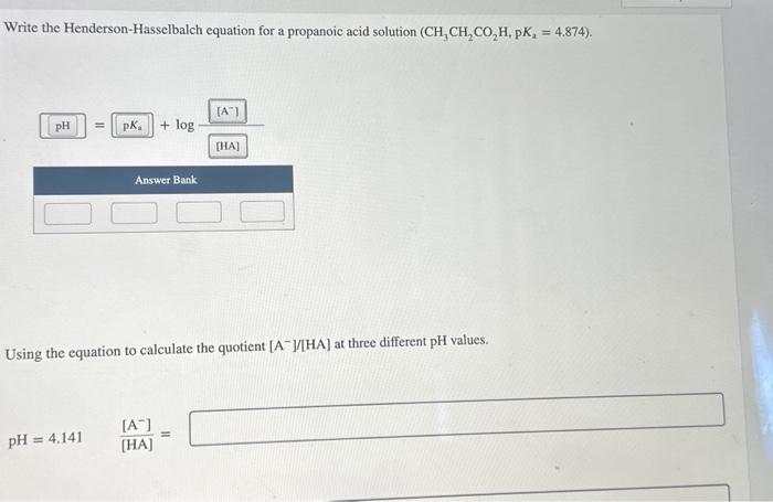 Solved Using the equation to calculate the quotient [A−−HHA] | Chegg.com
