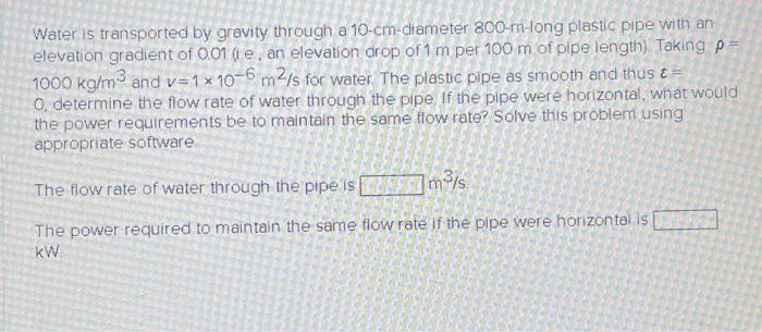 Solved Water is transported by gravity through a | Chegg.com