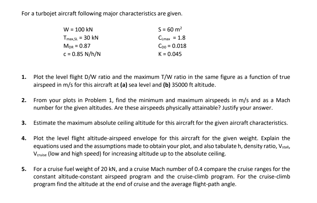 For a turbojet aircraft following major | Chegg.com