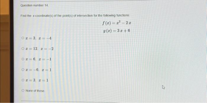 Solved Find the x-coordinate(s) of the point(s) of | Chegg.com