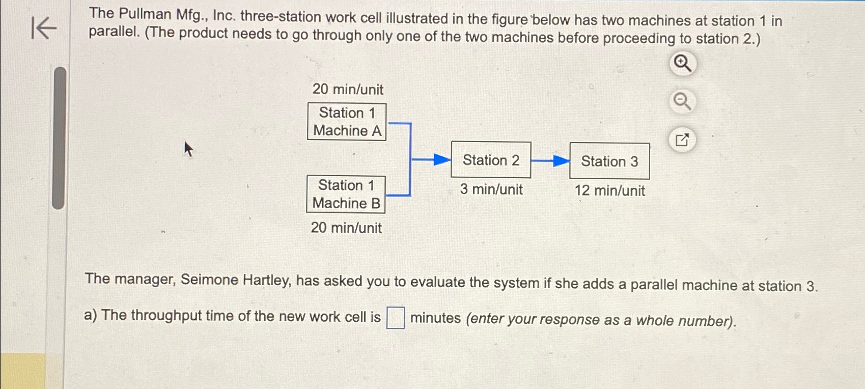 Solved The Pullman Mfg., ﻿Inc. three-station work cell | Chegg.com