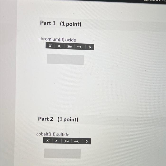 Solved chromium(II) oxide Part 2 (1 point) cobalt(III) | Chegg.com
