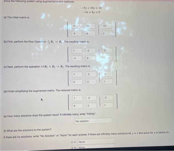 Solved Solve the following system using augmented matrix | Chegg.com