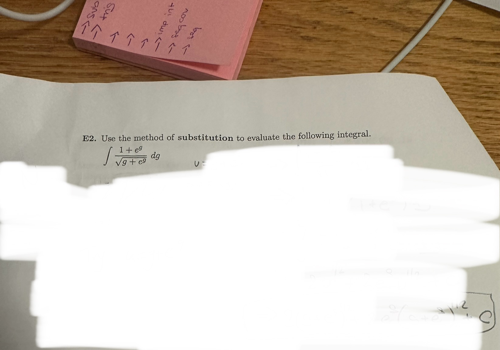 Solved E2. ﻿Use the method of substitution to evaluate the | Chegg.com
